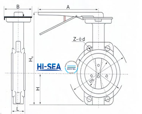 Marine Hand Lever Butterfly Valve