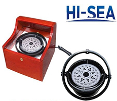 Plastic Marine Liquid-Filled Compass in Wooden Box