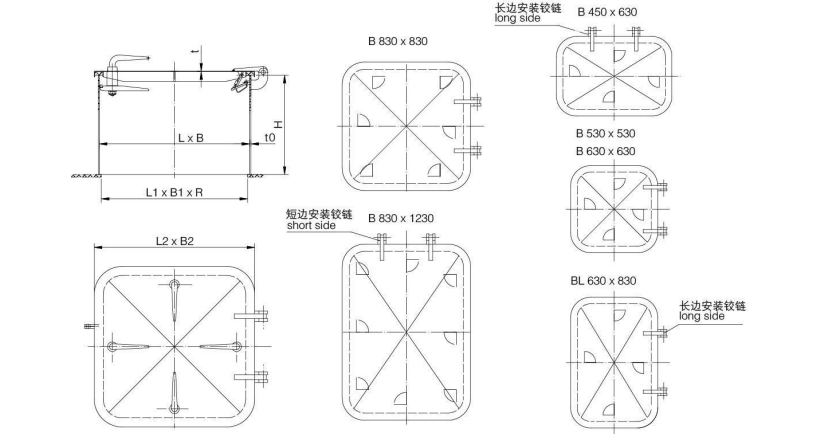 B Type Double Sides Opening Weathertight Hatch Cover.
