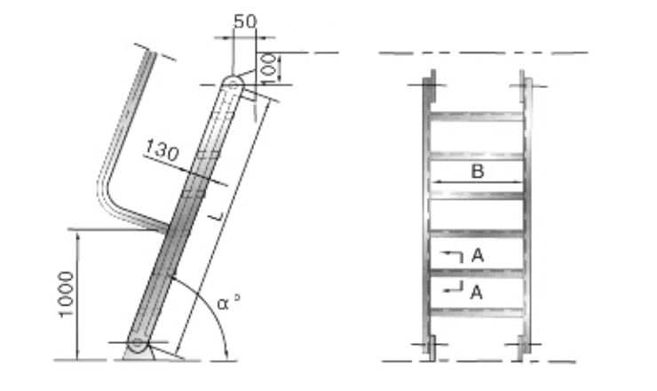 Marine Aluminium Inclined Ladder