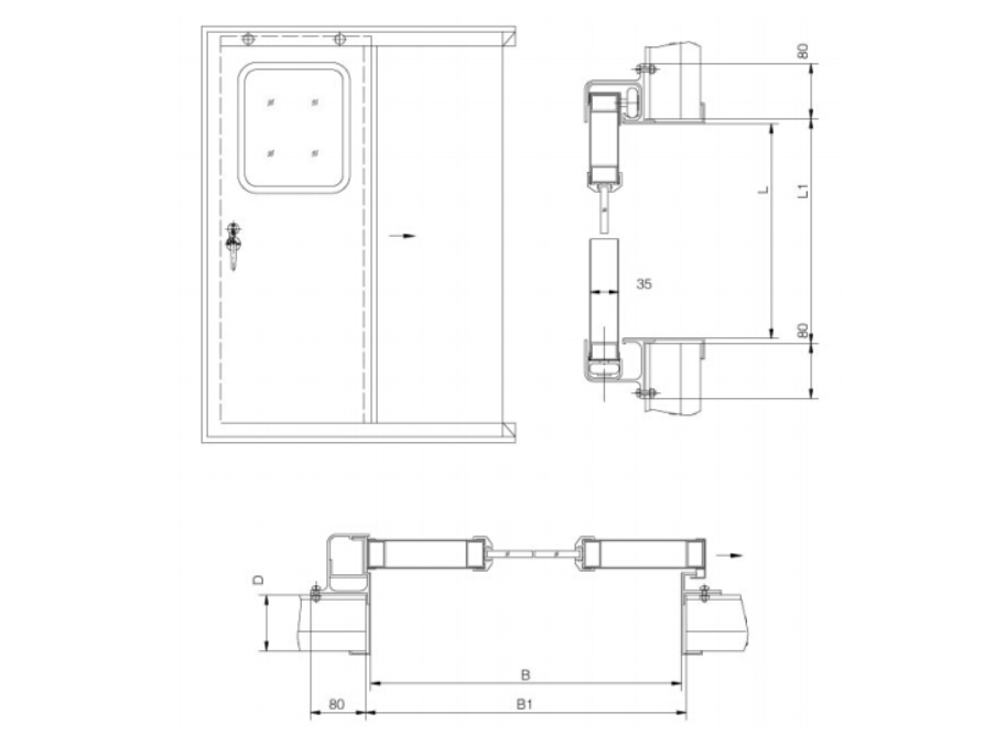 Marine Wheelhouse Aluminum Weathertight Sliding Door