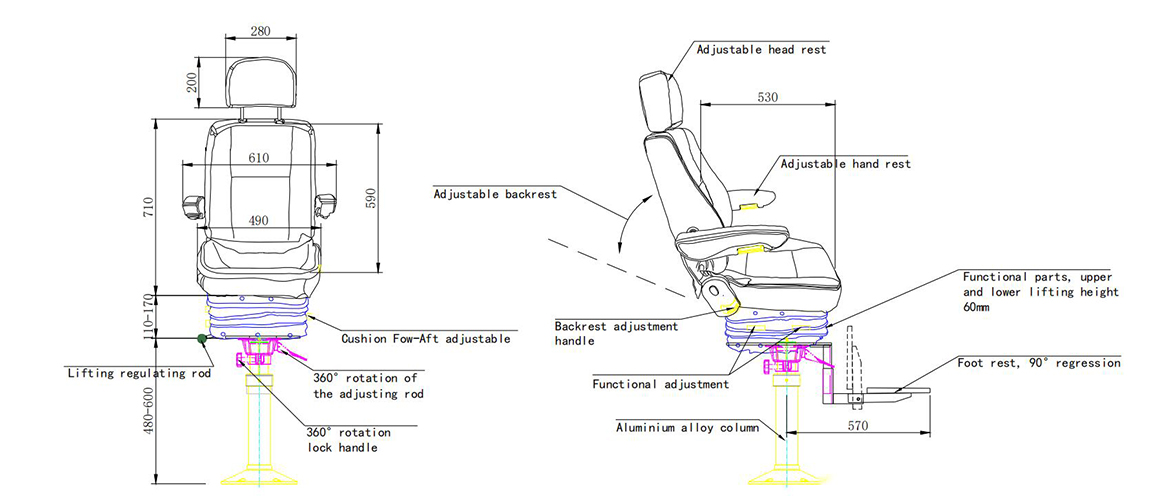Marine Fixed Pilot Chair