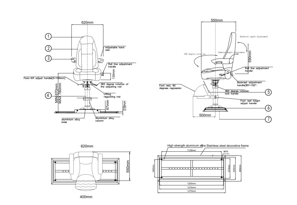Marine pilot Seat With Railway
