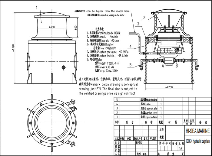 100KN Marine Hydraulic Vertical Mooring Capstan