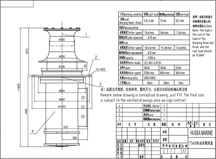 75kN Marine Electric Vertical Mooring Capstan
