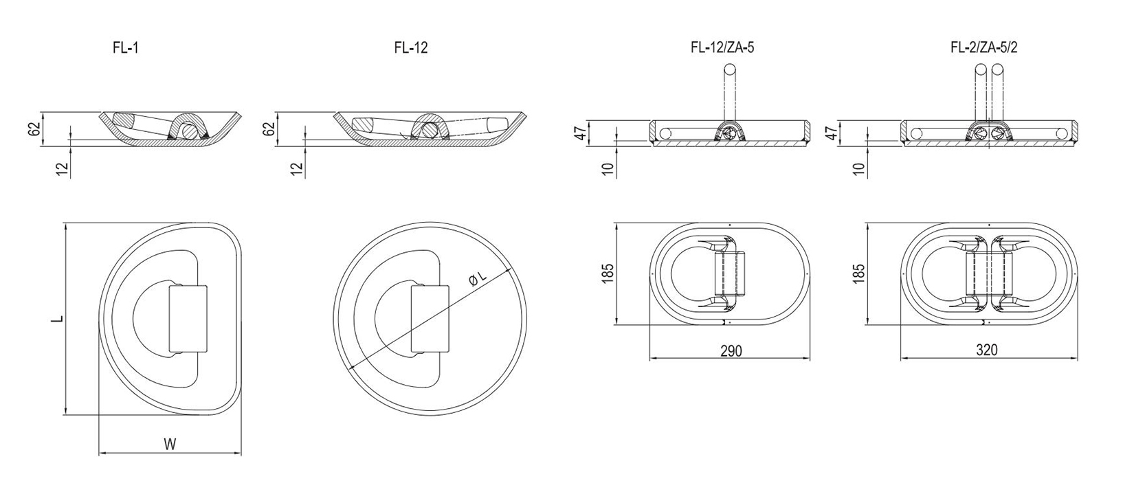 Marine RO-RO Flush D-ring