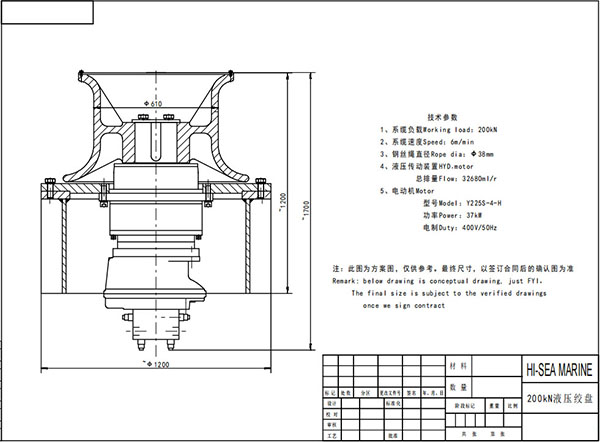 200kN Marine Hydraulic Vertical Capstan