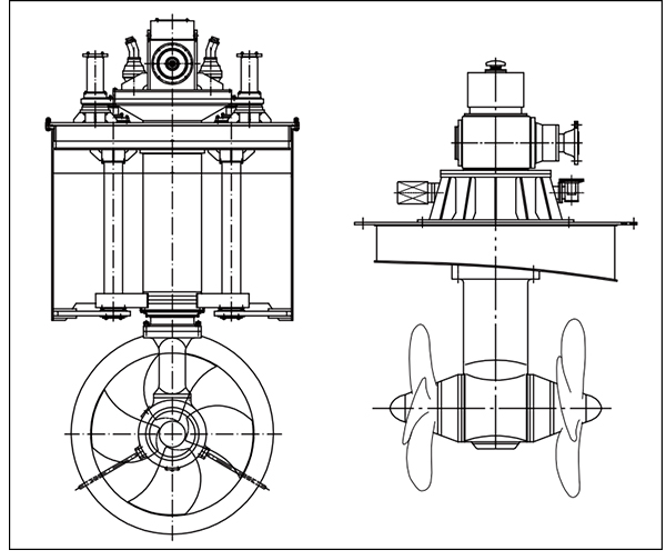 Marine Well Mounted Contra-rotating Propeller Azimuth Thruster